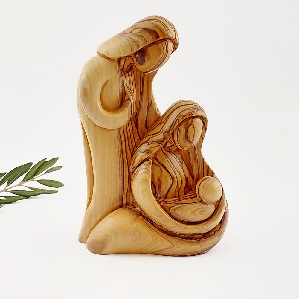 BUY Holy Family Olive Wood Statue Faceless Characters Baby Jesus In The ...