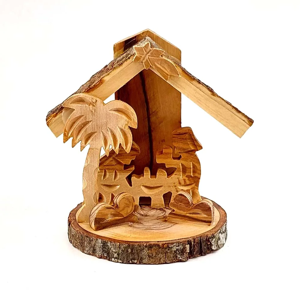Nativity Scene Hut with the Holy Family with two sheep