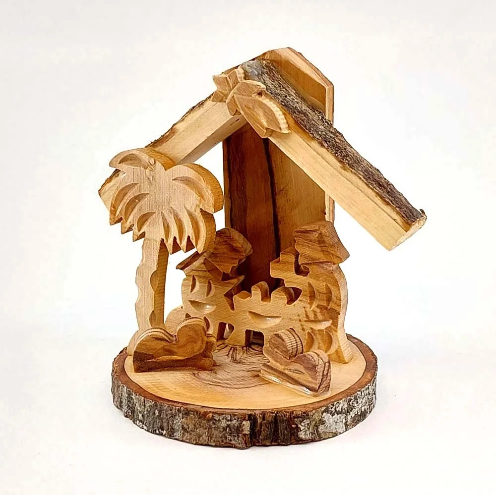 Nativity Scene Hut with the Holy Family with two sheep