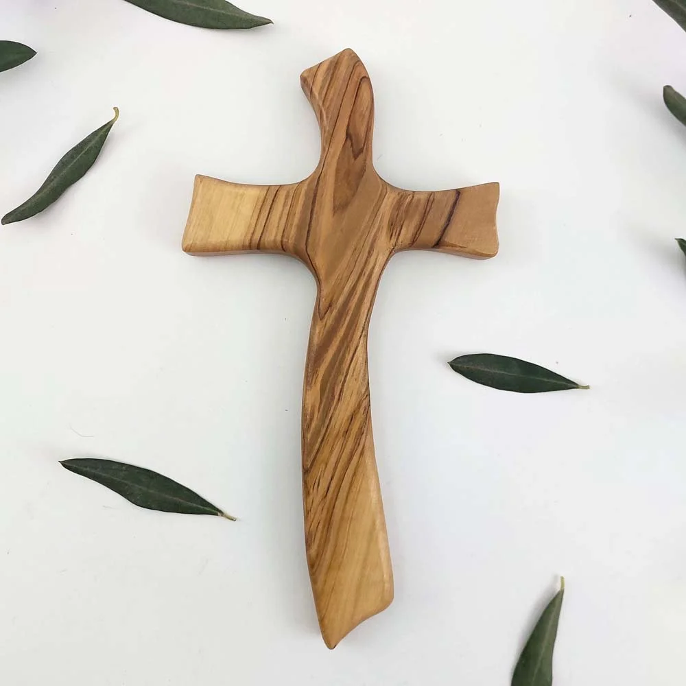 Holy Land Olive Wood Wavy Cross