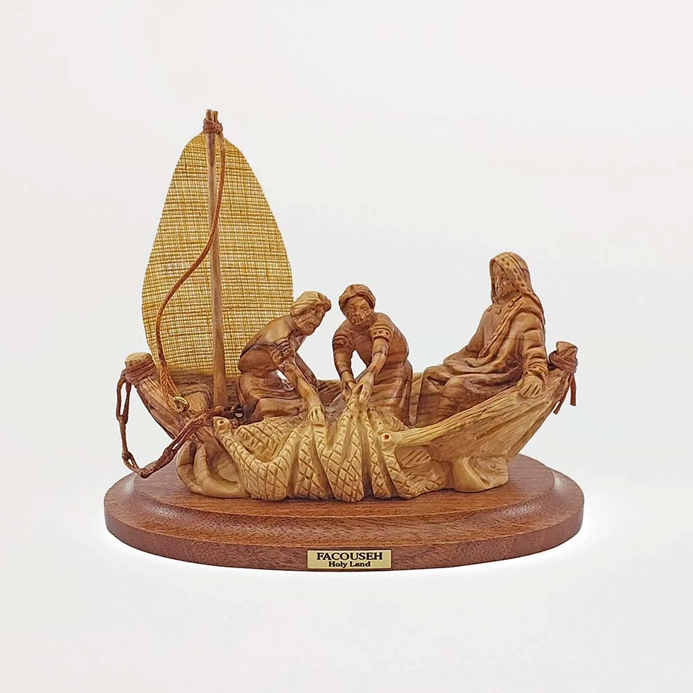 The Miraculous Catch of the Fish Olive Wood Statue