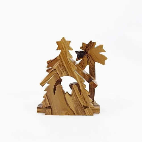 Detailed Mini Nativity Set Christmas Tree Background - Bethlehem Gift Shop