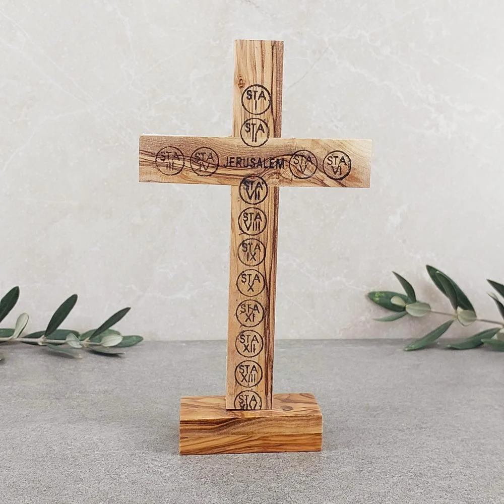 Mother of Pearl Latin Cross with Crucifix with Holy Essences ...