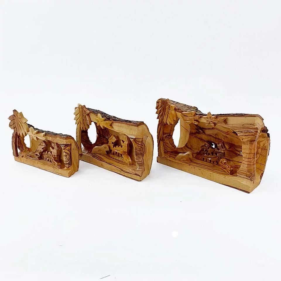 Nativity Set Natural Olive Tree Cave - Bethlehem Gift Shop